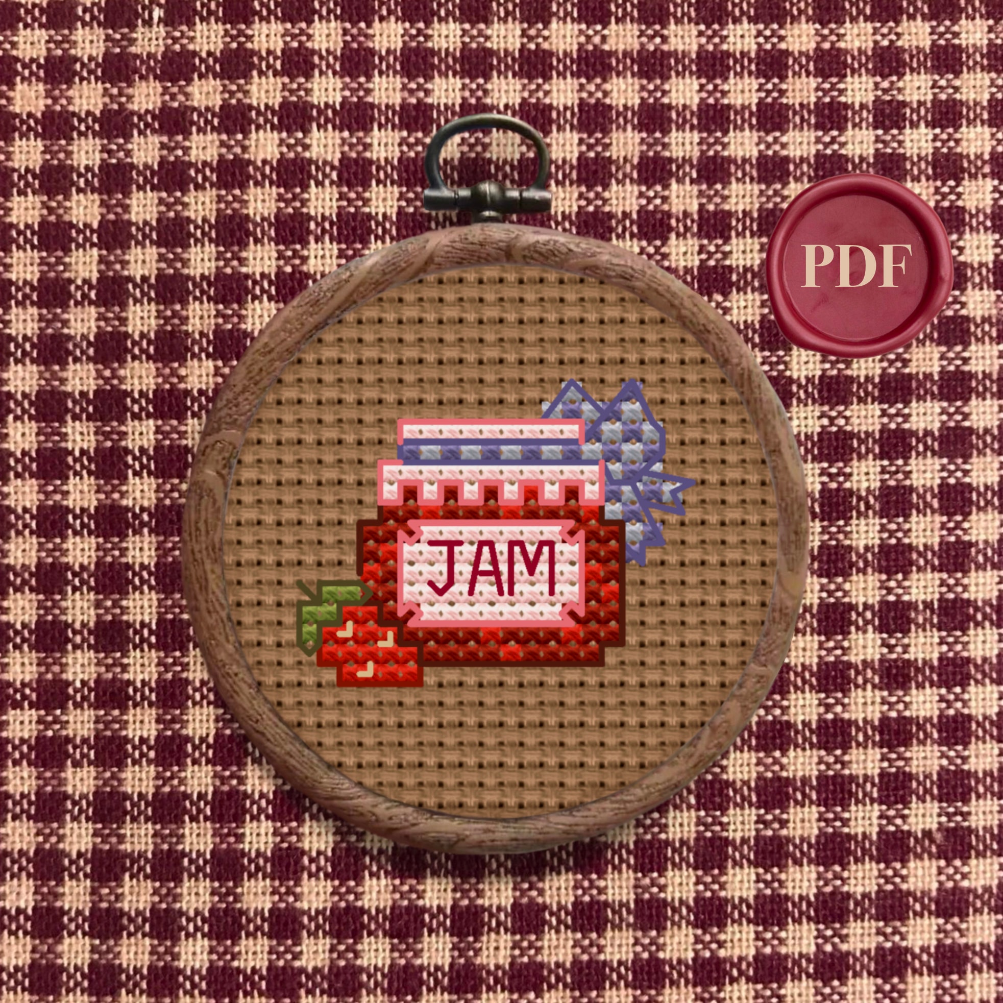 Strawberry Jam Cross Stitch Pattern - Downloadable PDF - Small Simple ...