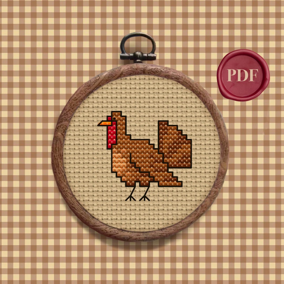 Vintage Thanksgiving Turkey Cross Stitch Pattern - Downloadable PDF ...