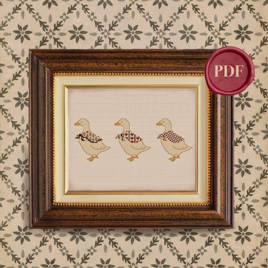 Vintage Little French Geese Cross Stitch Pattern - Downloadable PDF ...