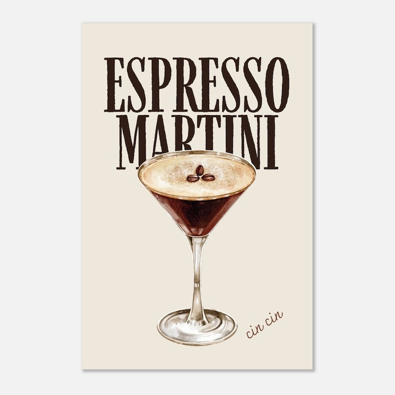 Espresso Martini Poster Coffee Martini Wall Decor Home Bar Decor ...