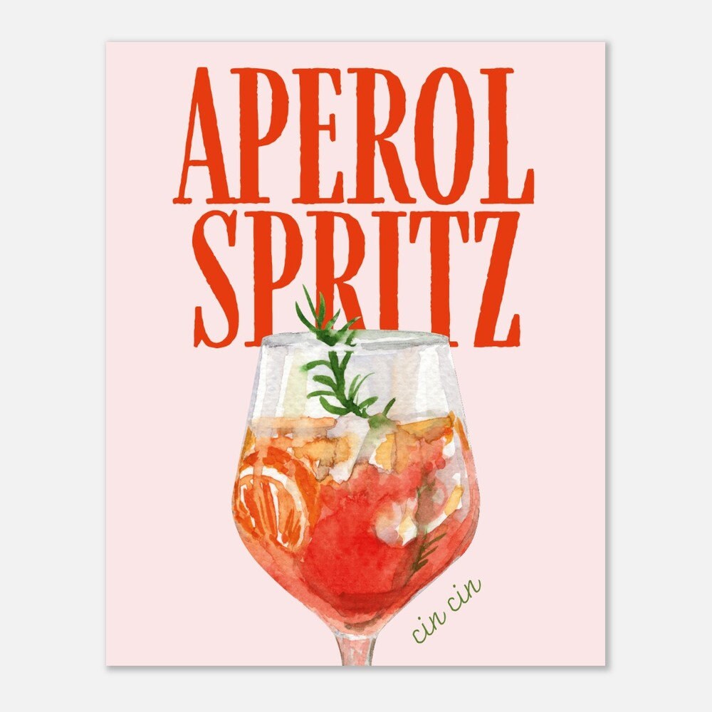 Aperol Spritz Poster Vibrant Cocktail Wall Art Print Bar Decor Kitchen ...