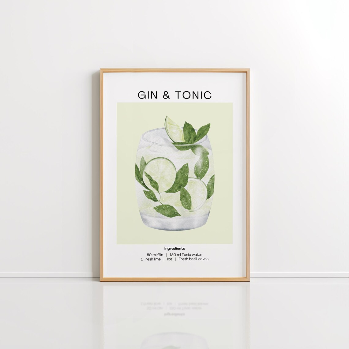 Gin & Tonic Cocktail Poster | Stylish Gin Poster for Kitchen Wall Art ...
