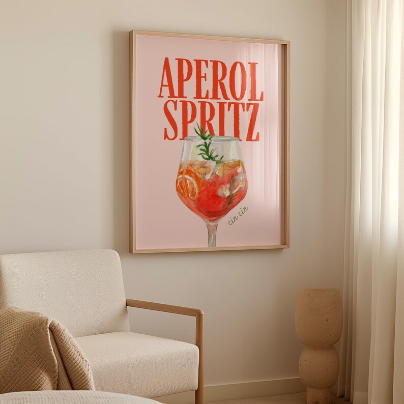 Aperol Spritz Poster - Vibrant Cocktail Wall Art Print - Bar Decor ...