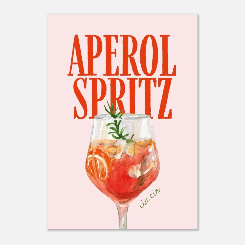 Aperol Spritz Poster - Vibrant Cocktail Wall Art Print - Bar Decor ...