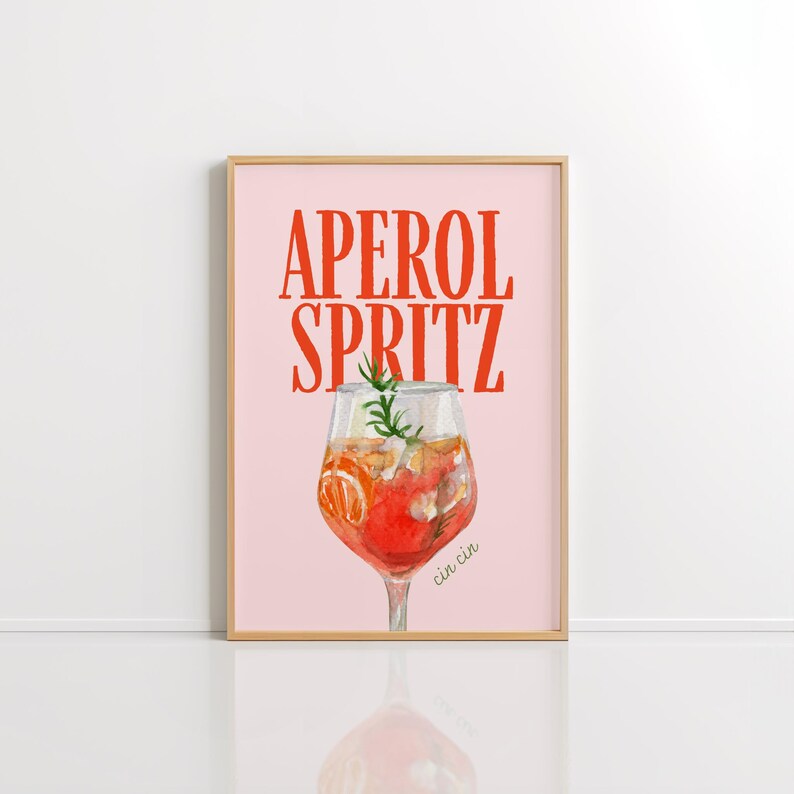 Aperol Spritz Poster - Vibrant Cocktail Wall Art Print - Bar Decor ...