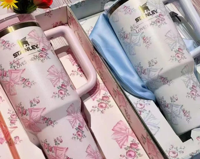 40 Oz Love shack fancy stanley, Loveshack Fancy Stanley Bow Tumbler Bow ...