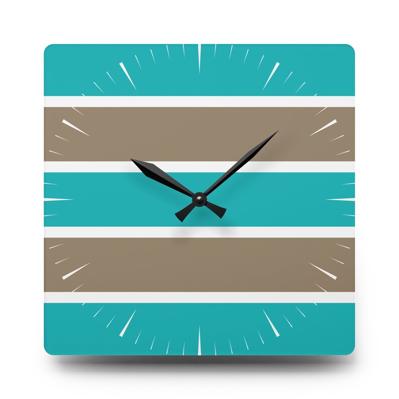 Teal Wall Clock, Stripe Clock, Brown Wall Clock, Custom Color Clock - Etsy