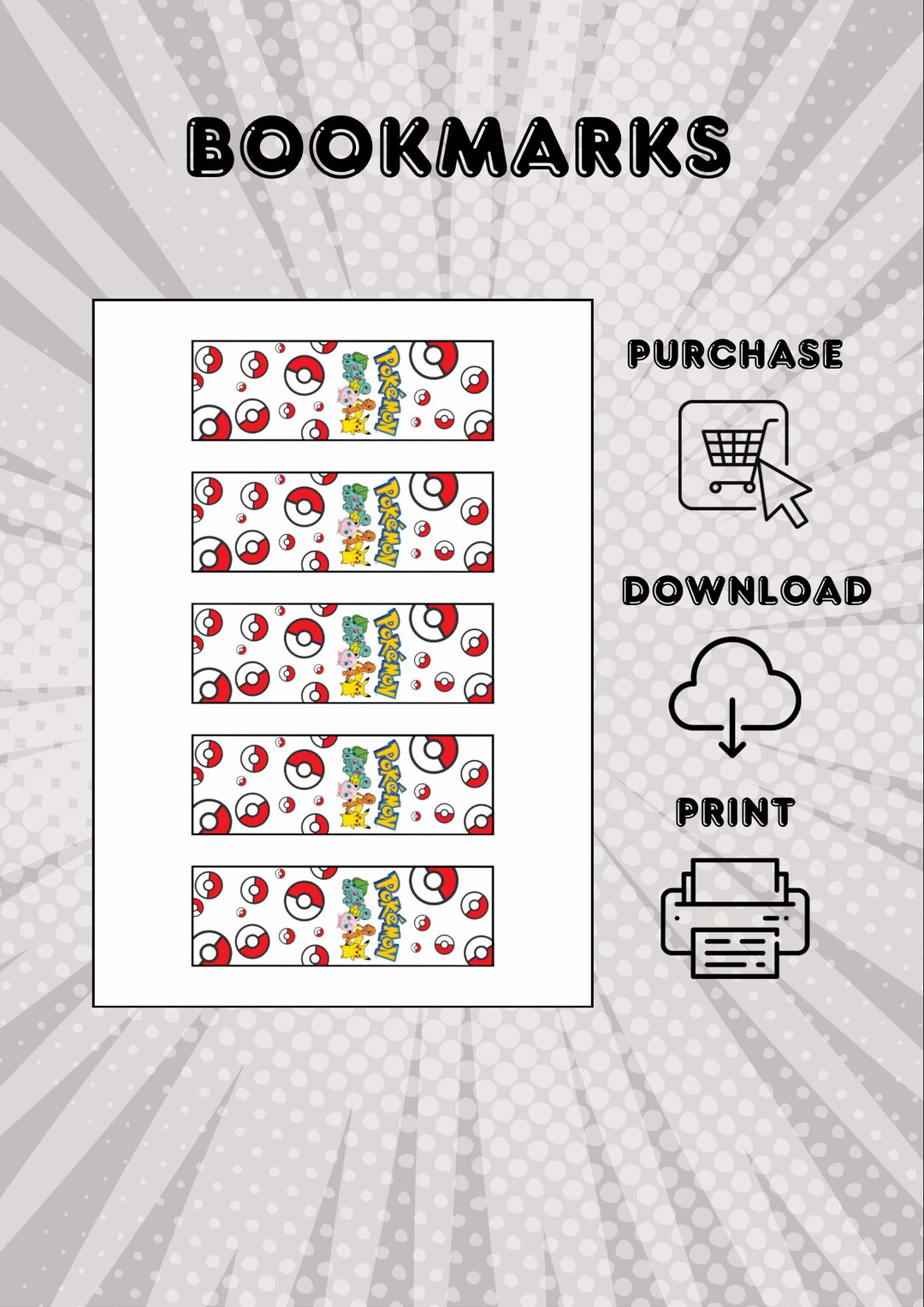 Pokemon Theme Bookmarks! Printable Download of 5x Pokemon Bookmarks ...