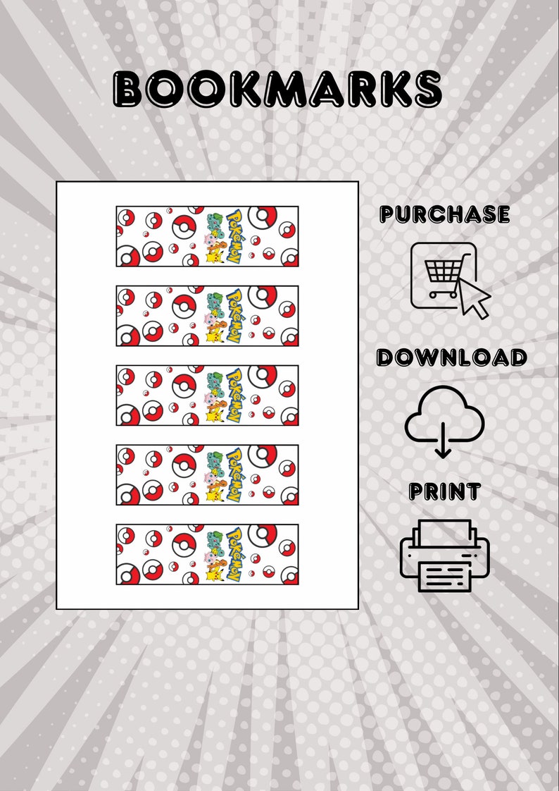 Pokemon Theme Bookmarks! Printable Download of 5x Pokemon Bookmarks ...