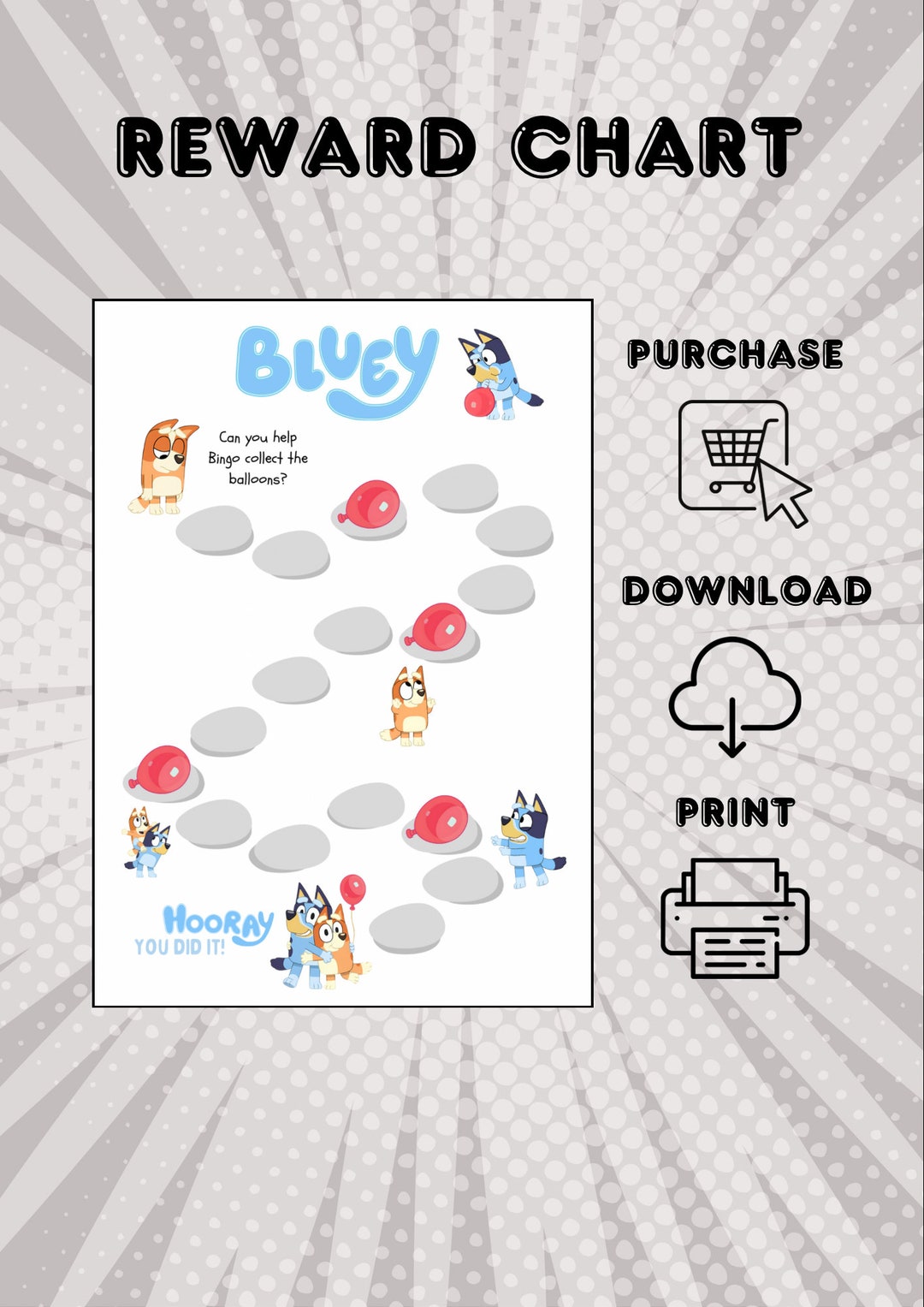 Bluey Themed Reward Chart | Printable Download, Bluey and Bingo ...