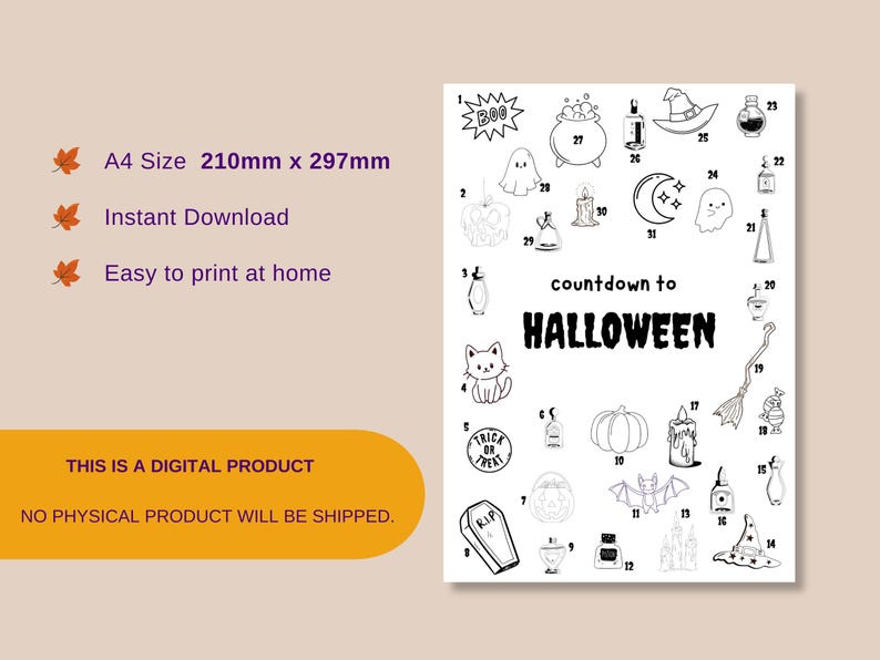 Printable Halloween Countdown Coloring Activity Halloween Printable ...
