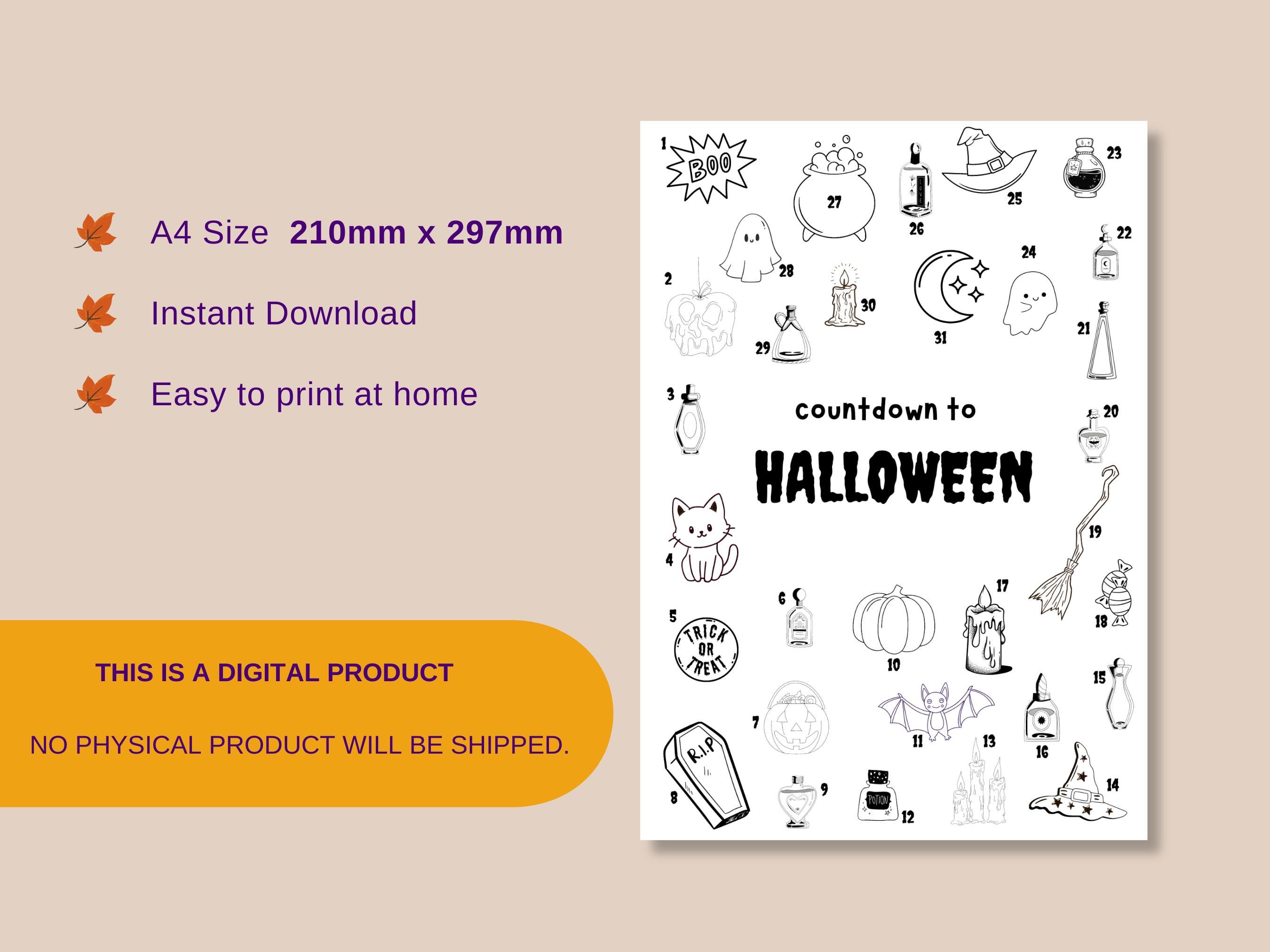 Printable Halloween Countdown Coloring Activity Halloween Printable ...
