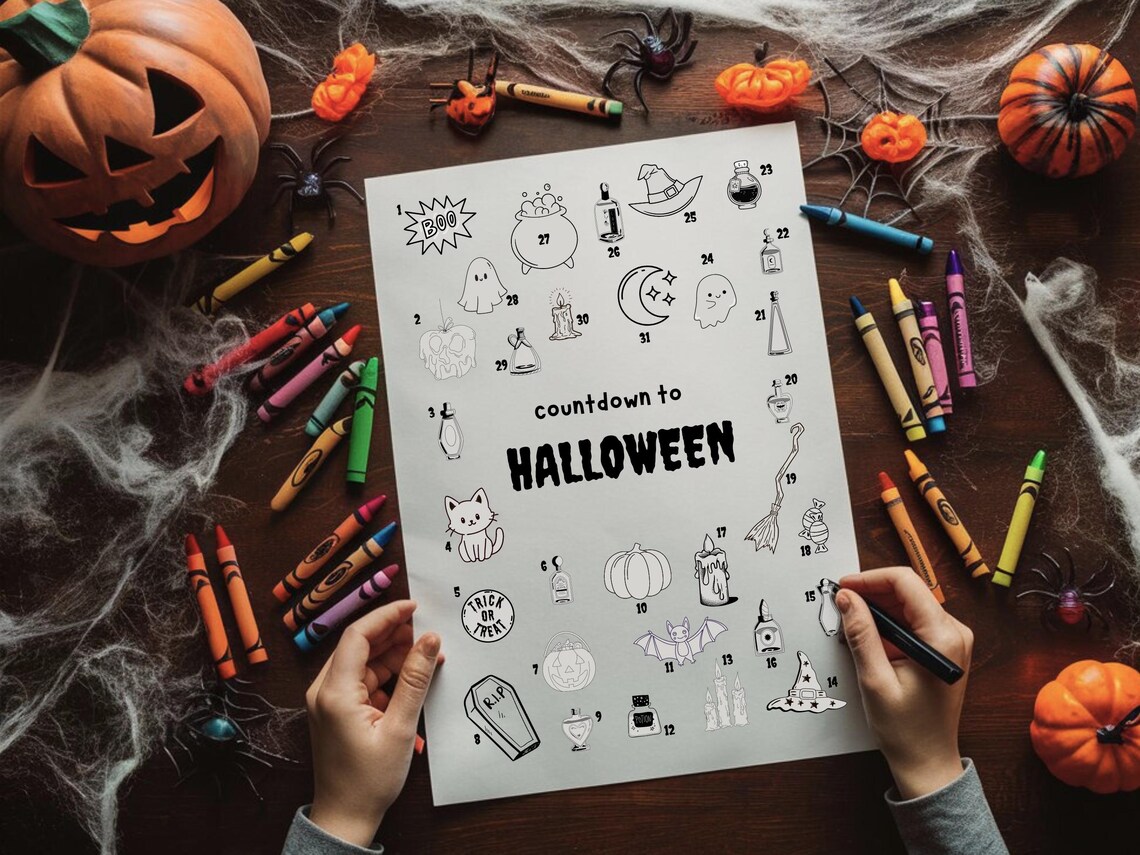 Printable Halloween Countdown Coloring Activity Halloween Printable ...