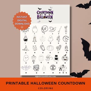 Printable Halloween Countdown Coloring Activity Halloween Advent ...