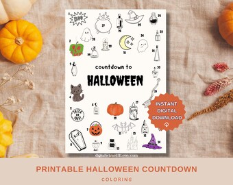 Printable Halloween Countdown Coloring Activity Halloween Advent ...