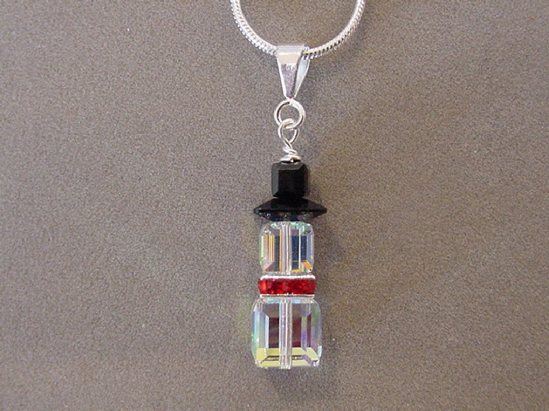 Crystal SNOWMAN NECKLACE Ice Cube Snowman Necklace Made With Austrian ...