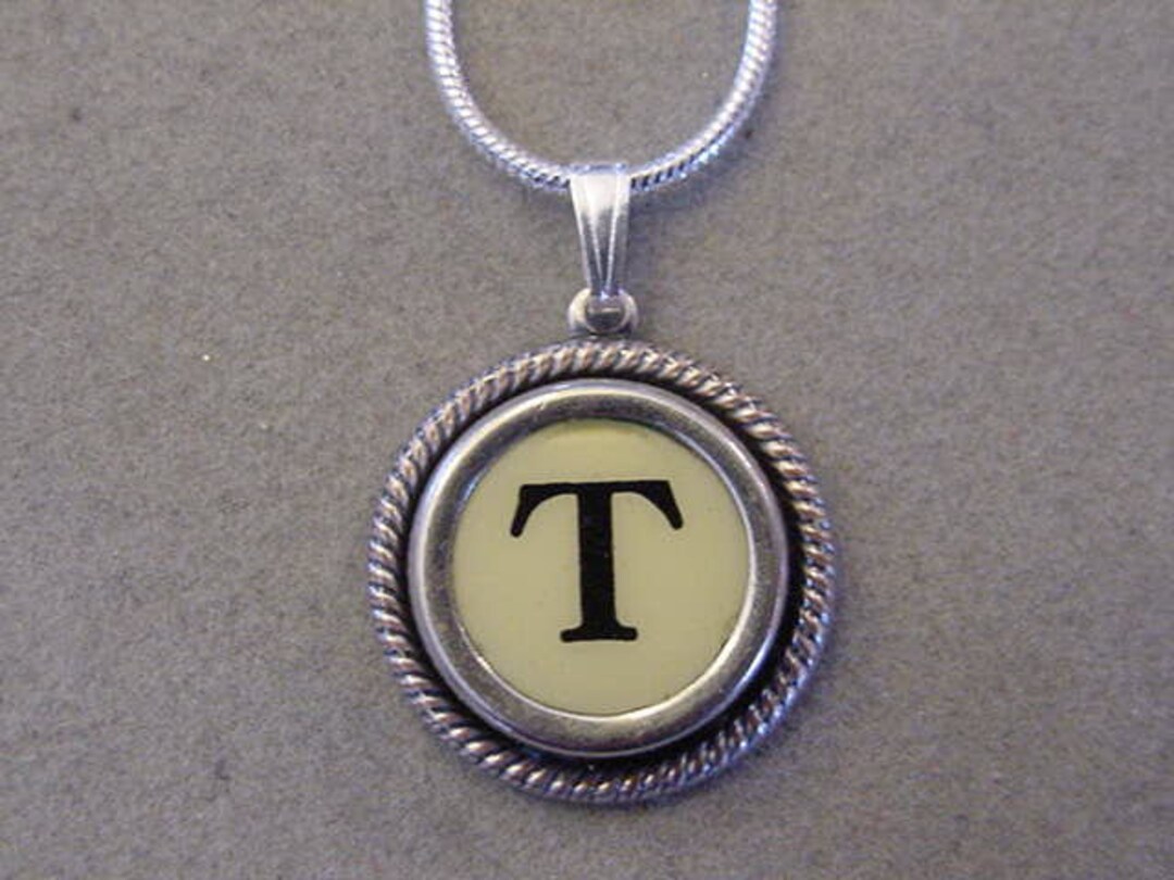 Typewriter Key Jewelry Necklace CREAM LETTER T- Typewriter Key Necklace ...