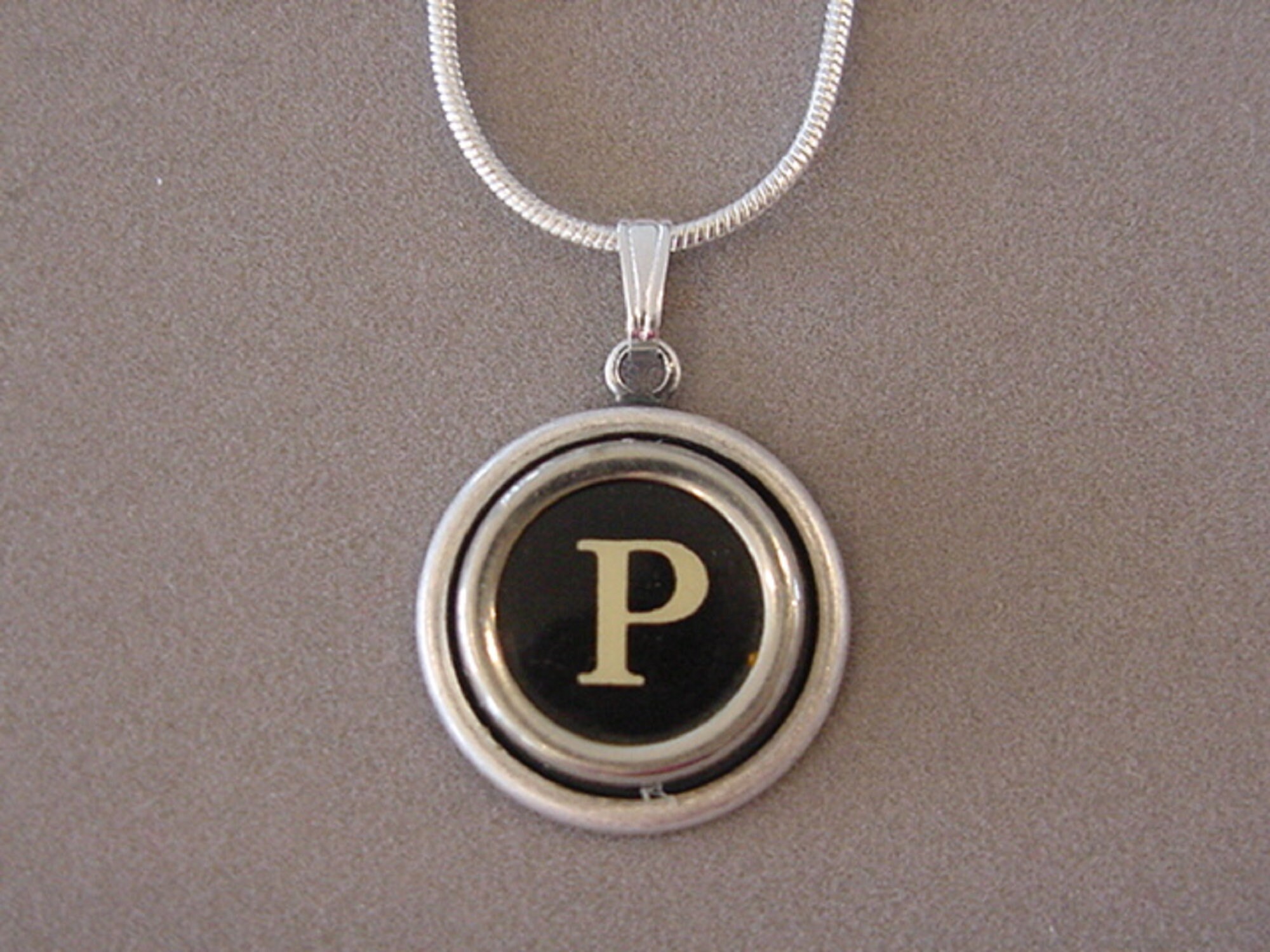 Typewriter Key Jewelry Necklace BLACK LETTER P Initial P - Etsy