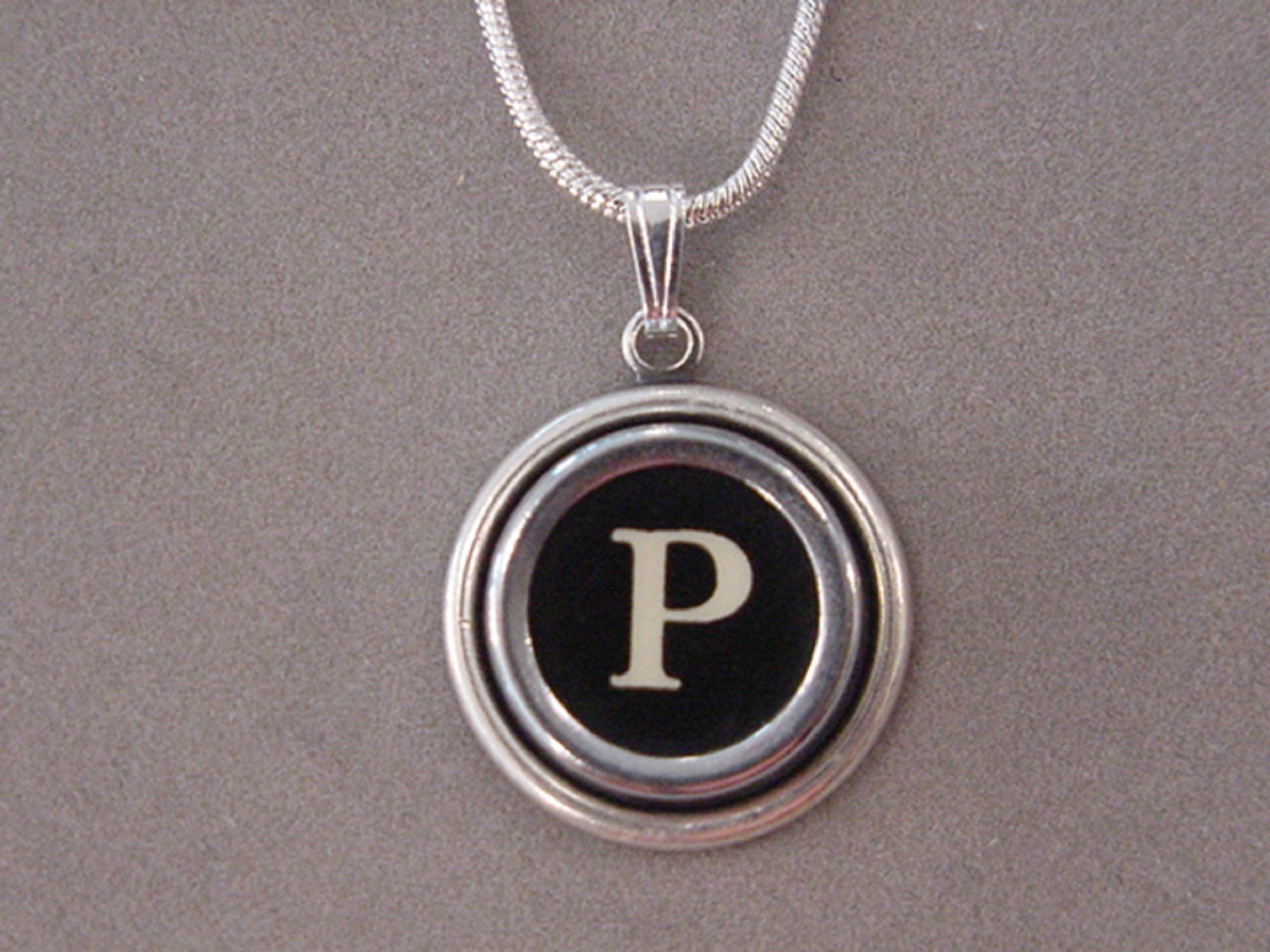 Typewriter Key Jewelry Necklace BLACK LETTER P Initial P - Etsy