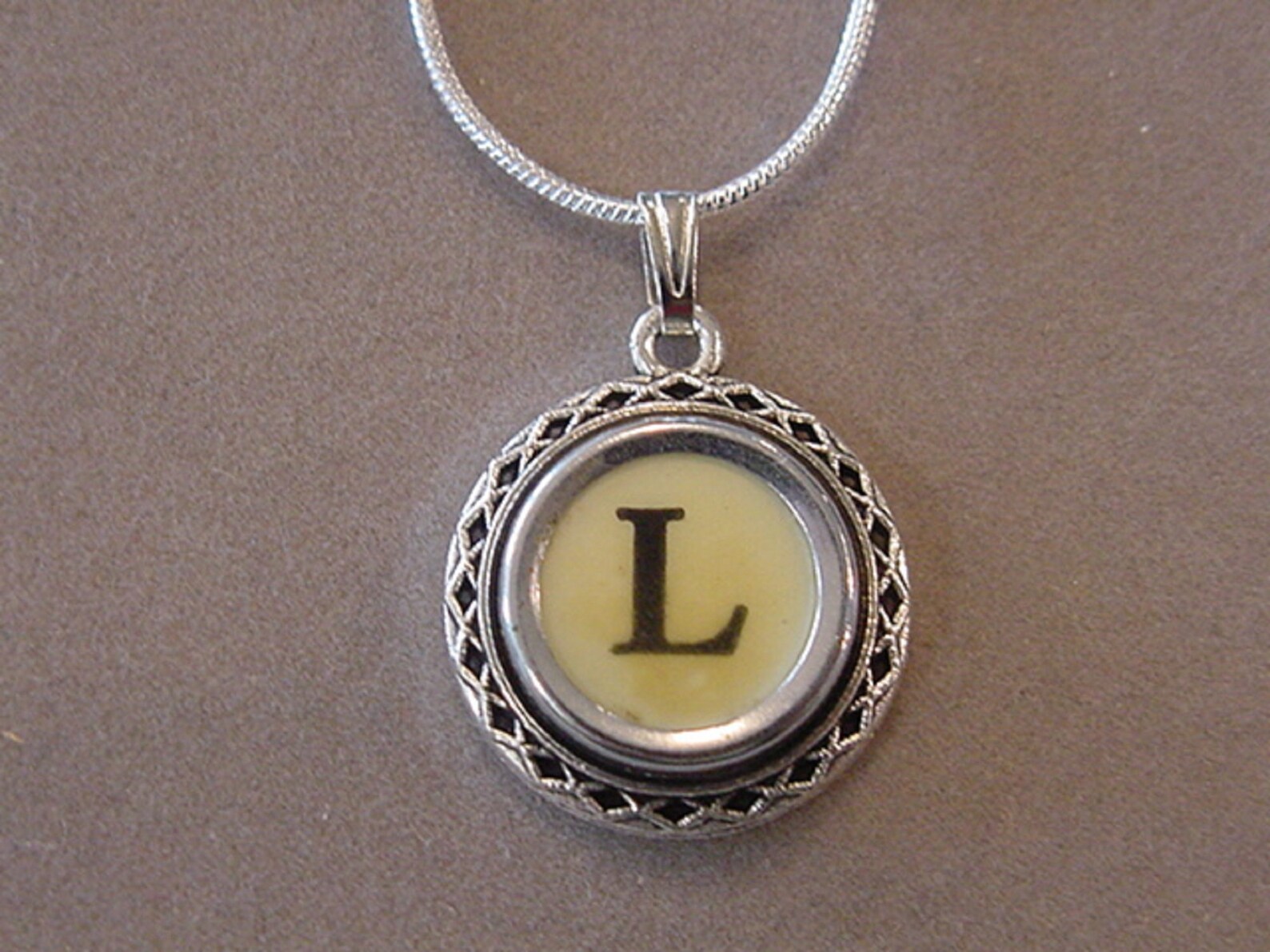 Typewriter Key Jewelry Necklace Aged CREAM LETTER L Typewriter Key ...