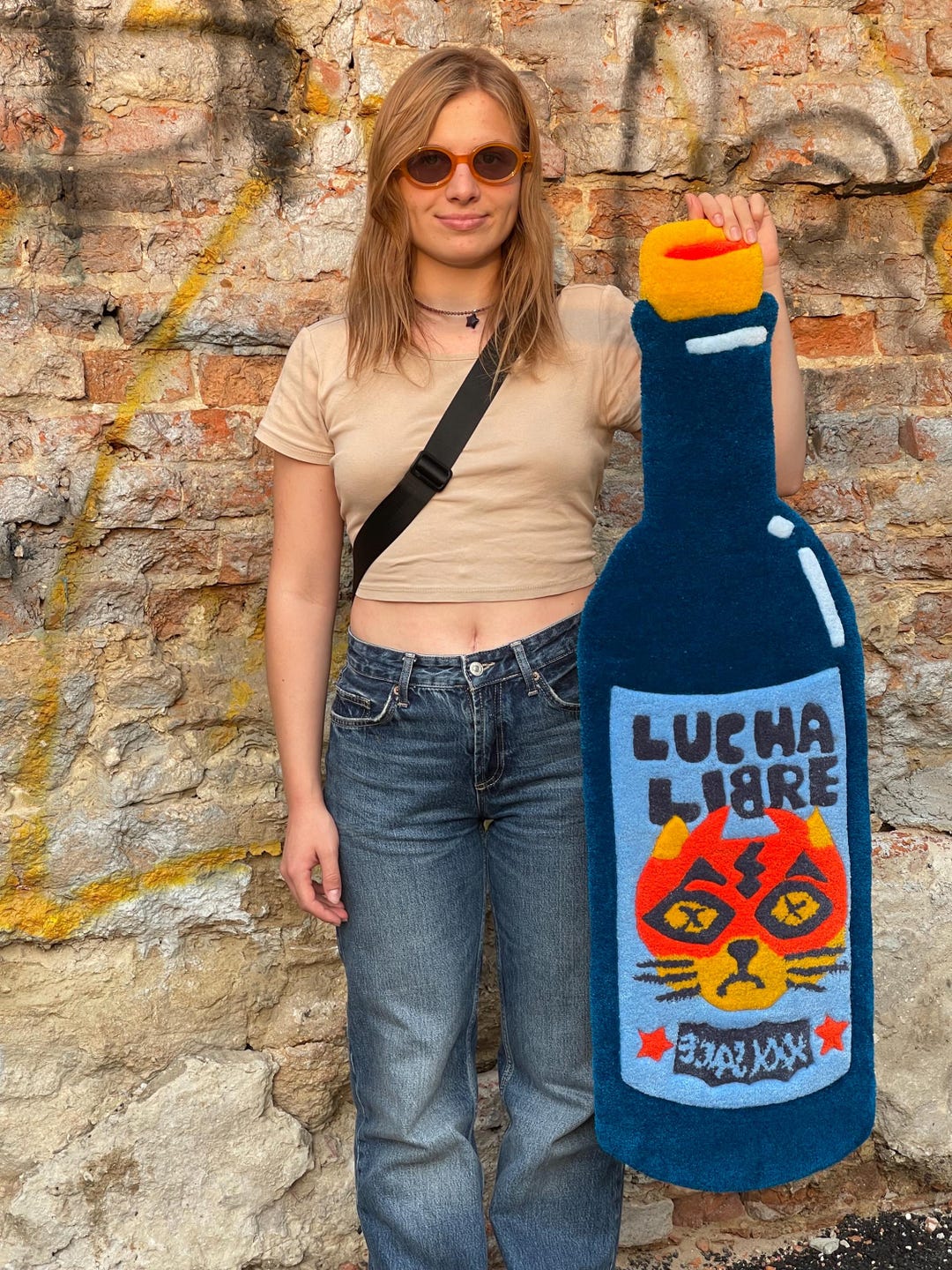 Tufted Rug Lucha Libre / Handmade 100% , Unique Abstract Design , Soft ...