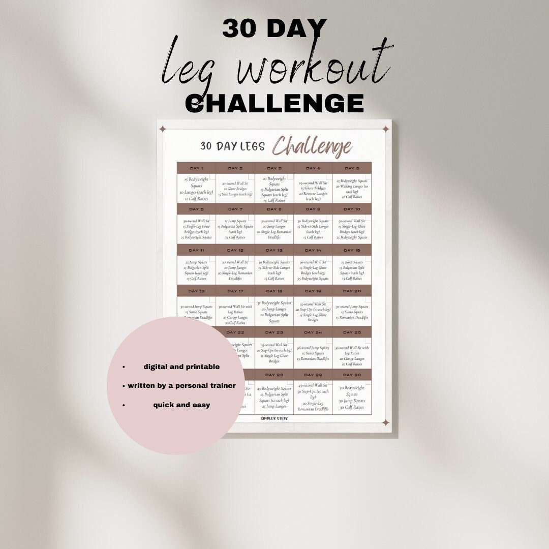 30 Day Legs Workout Challenge - Etsy
