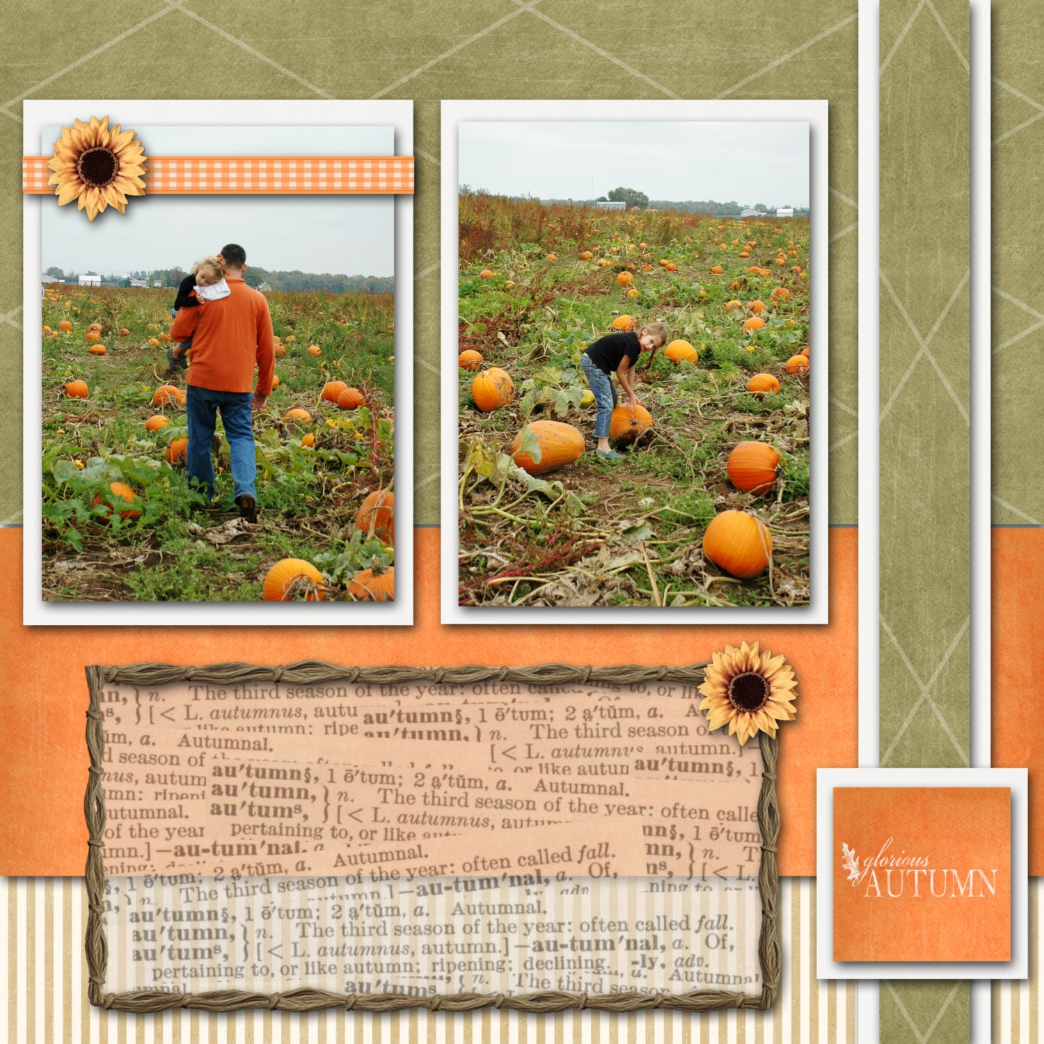 Pumpkin Patch Scrapbook Template - 2 Page Digital Layout - Etsy