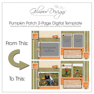 Pumpkin Patch Scrapbook Template - 2 Page Digital Layout - Etsy