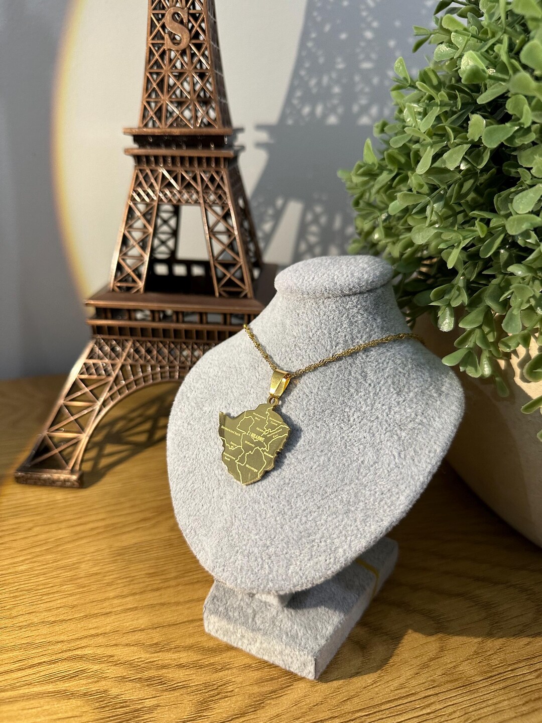 Zimbabwe Map Necklace 18k Gold Platted - Etsy