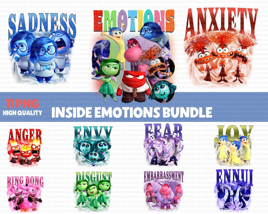 Inside Out Emotions PNG Bundle, Joy Sadness Fear Anxiety Anger Ennui Envy Png, Inside Out ...