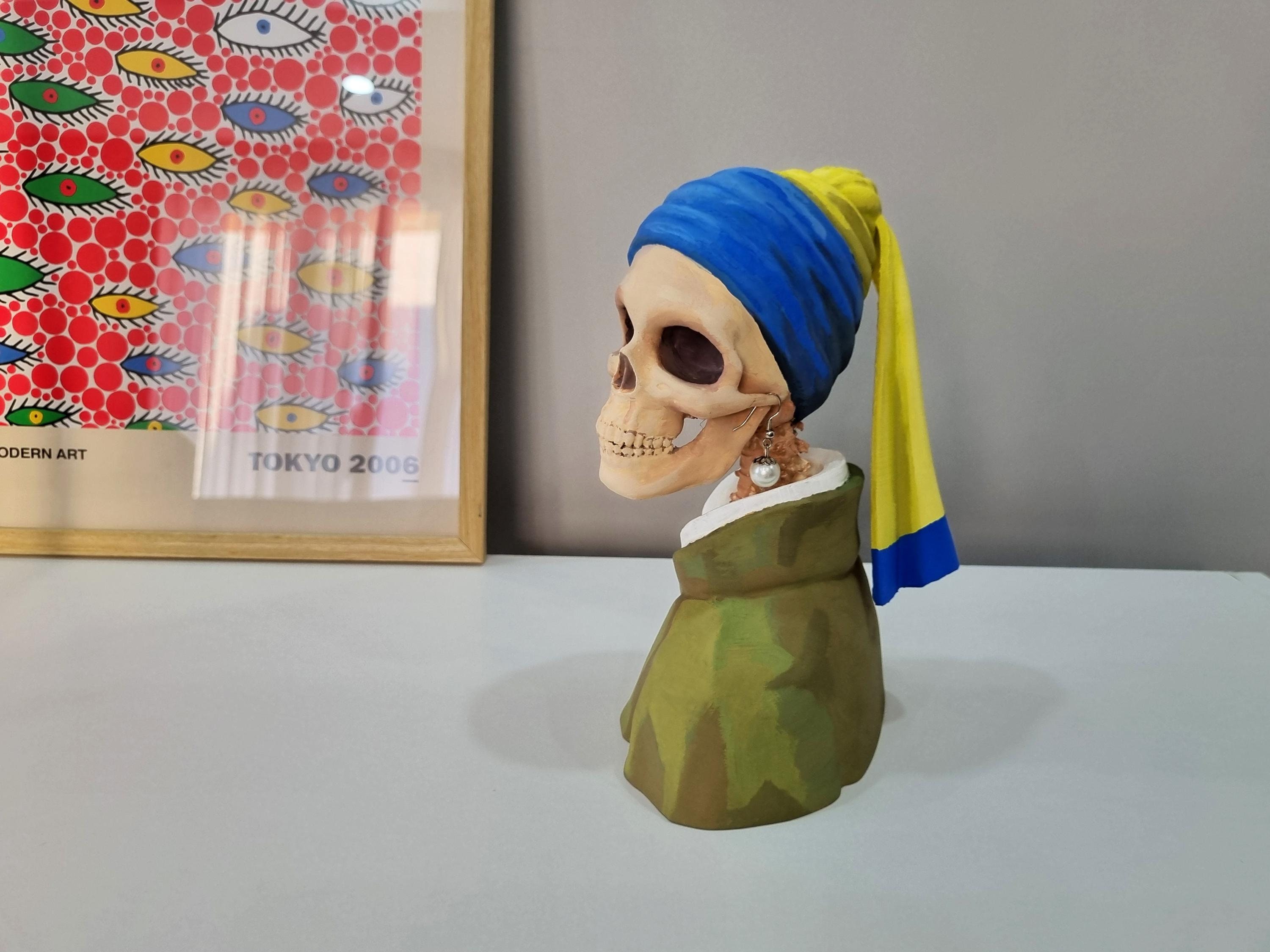 3D Printed Skeleton girl With a Pearl Earring Decor Unique Vermeer ...