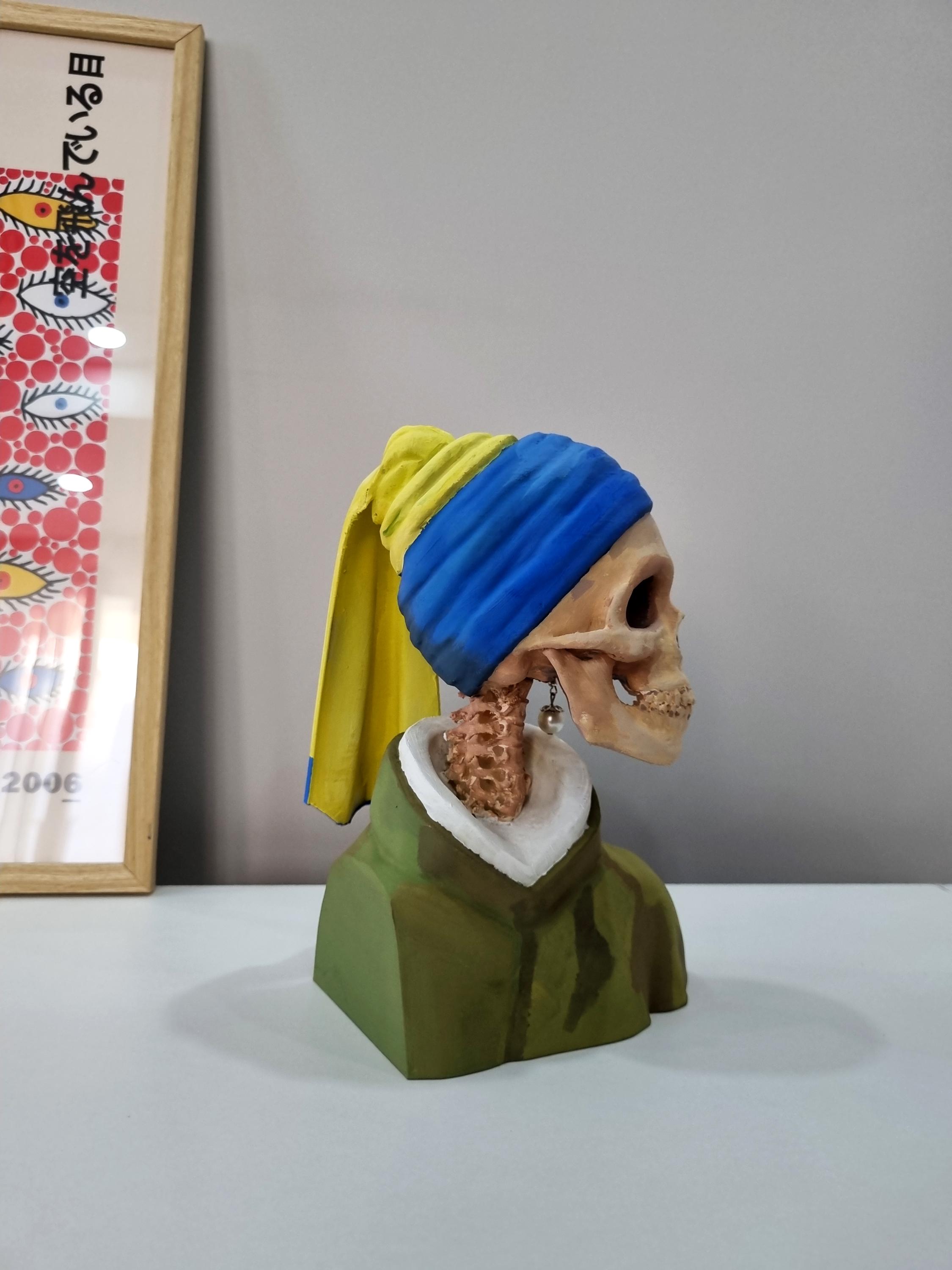3D Printed Skeleton girl With a Pearl Earring Decor Unique Vermeer ...