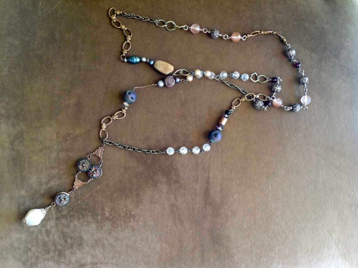 Vintage Beaded Long Chain Necklace - Etsy