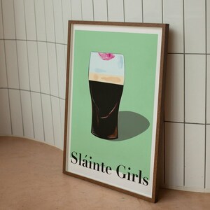 Guinness Sláinte Girls Print Green Guinness Wall Art for Home Bar or ...