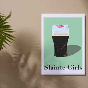 Guinness Sláinte Girls Print Green Guinness Wall Art for Home Bar or ...
