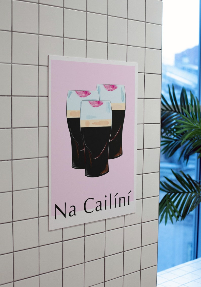 Guinness Sláinte Girls Print - Pink Irish Cailíní Guinness Wall Art for ...