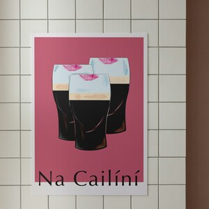 Guinness Sláinte Girls Print - Pink Irish Cailíní Guinness Wall Art for ...