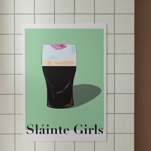 Guinness Sláinte Girls Print Green Guinness Wall Art for Home Bar or ...