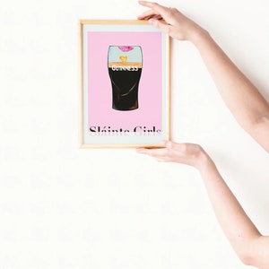 Guinness Sláinte Girls Print - Pink Guinness Wall Art for Home Bar or ...