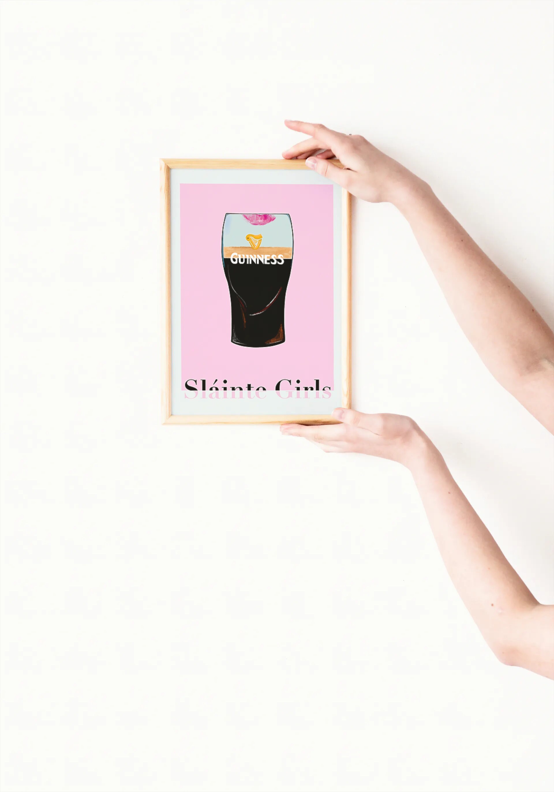 Guinness Sláinte Girls Print - Pink Guinness Wall Art for Home Bar or ...