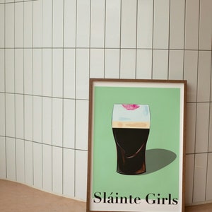 Guinness Sláinte Girls Print Green Guinness Wall Art for Home Bar or ...