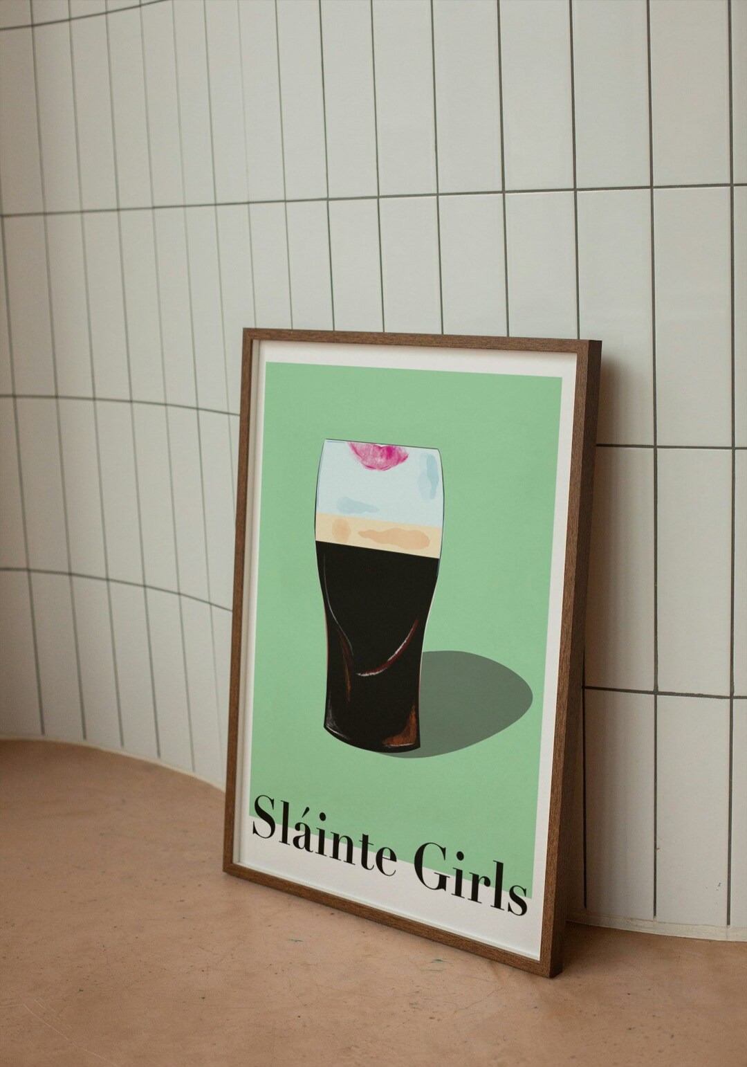 Guinness Sláinte Girls Print Green Guinness Wall Art for Home Bar or ...