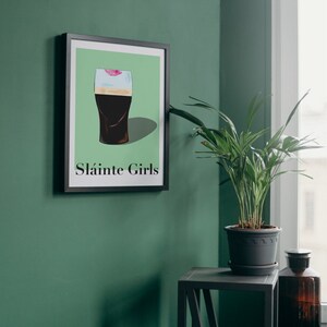 Guinness Sláinte Girls Print Green Guinness Wall Art for Home Bar or ...