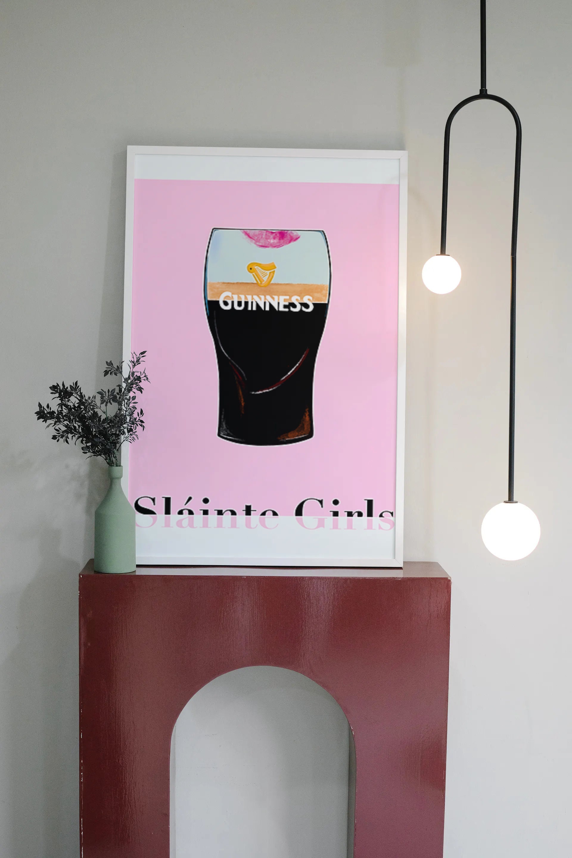 Guinness Sláinte Girls Print - Pink Guinness Wall Art for Home Bar or ...