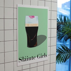 Guinness Sláinte Girls Print Green Guinness Wall Art for Home Bar or ...