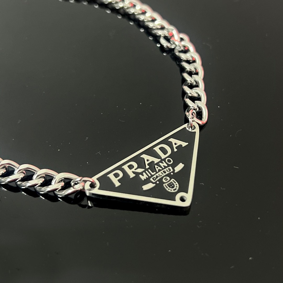 VINTAGE Repurposed Prada Triangle Necklace - Etsy