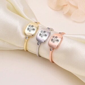 Custom Ring With Birth Flower, Bridesmaid Floral Ring, Custom Dainty ...