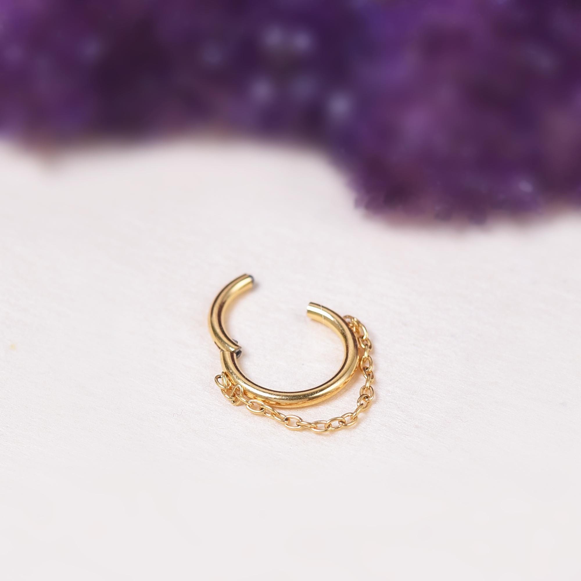 14k Gold Titanium Chain Hoop Earring: 16G Cartilage, Helix, Tragus - Etsy