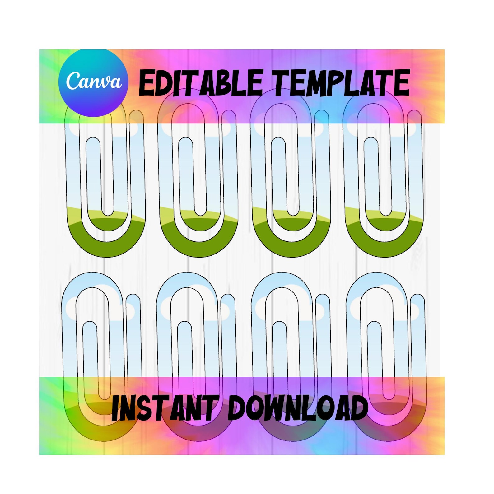 Large Paperclip -editable Canva Frame Template Digital Image Instant ...