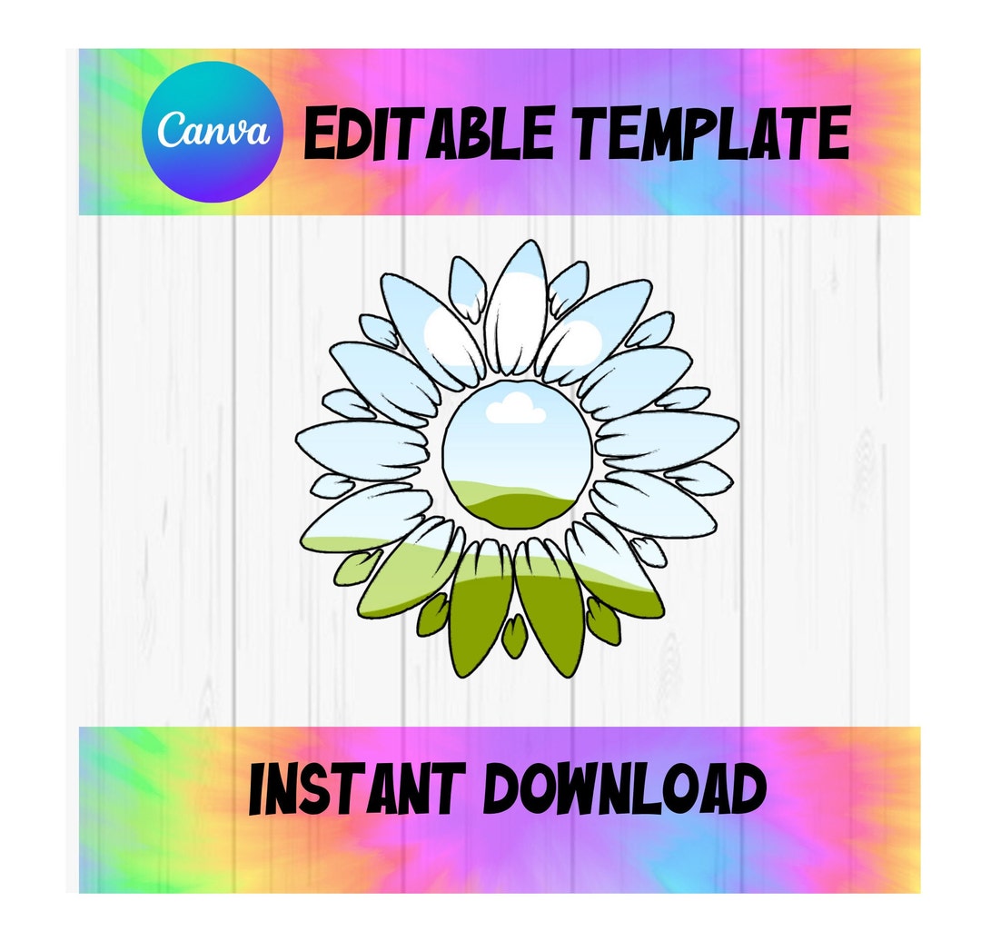 Sunflower Editable Canva Frame Template: Digital Art (digital Download ...